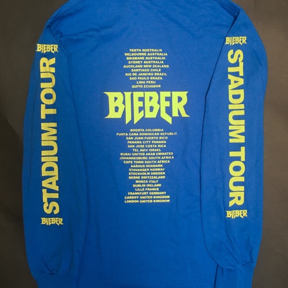 Shirts | Blue Justin Bieber Stadium Tour Shirt | Poshmark